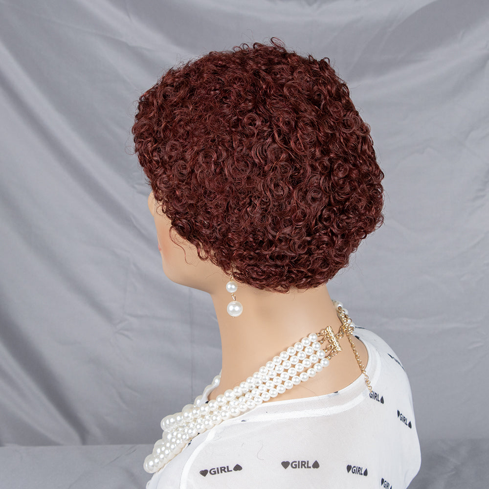 007 99J Color Machine Made Wigs 6 Inch Short Wigs 100% Human Hair Wigs ...